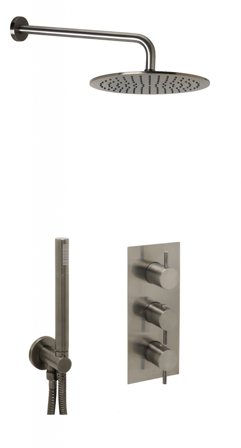 Inox Concealed Shower Combination 2 Outlets Stainless Steel - Just Taps